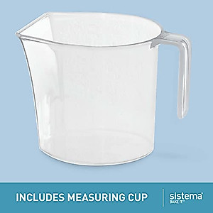 Sistema Flour and Sugar Storage Containers for Pantry with Lids and Measuring Cup, Dishwasher Safe, 10.2-Cup, White