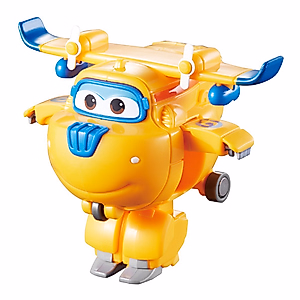 Super Wings 7" Donnie's Dozer Playset with 2" Transform-a-Bot Donnie Mini Figure, Transforming Airplane Toy Vehicle, Plane to Robot, Birthday Gift For Preschool Kids 3 4 5 year old Boys And Girls