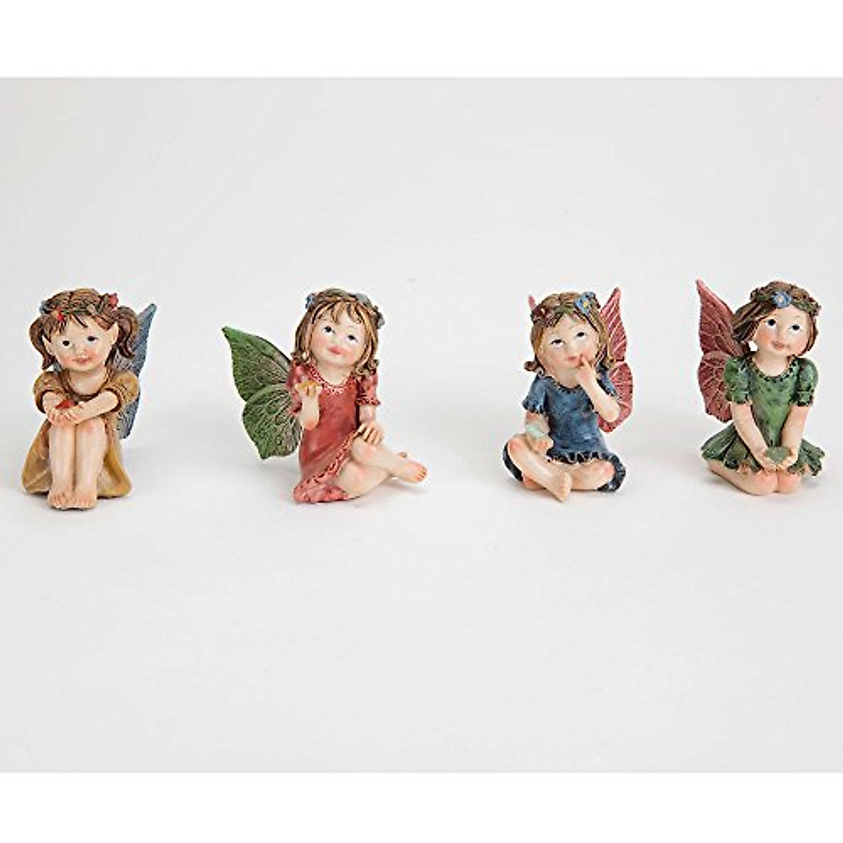 Bits and Pieces - Set of Four Adorable Hand Painted Winged Fairies with Gems - Made of Durable Polyresin to Make Perfect Garden Statues