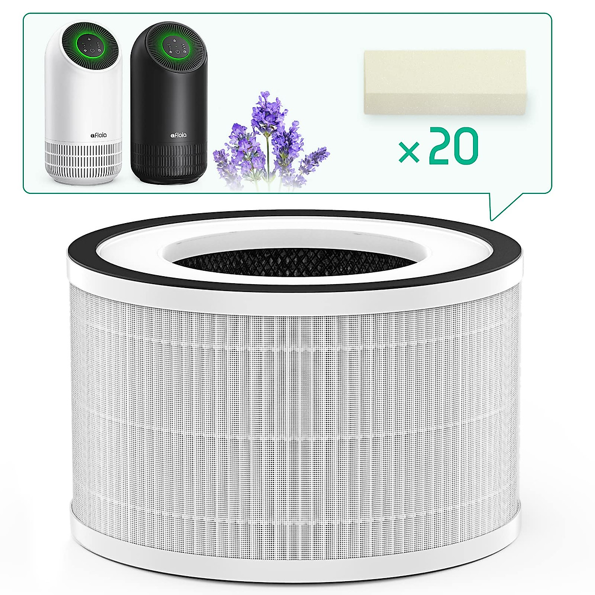 Afloia HEPA Air Purifier Original Replacement Filter + 20 PCS Sponges for Fillo With Fragrance B09M799DT4/B09M78CZYX
