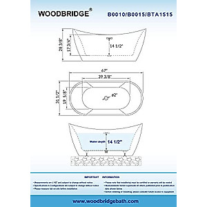 WOODBRIDGE B0010-MB-Drain &O Bathtub, White