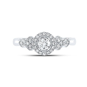 Dazzlingrock Collection 14kt White Gold Round Diamond Solitaire Bridal Wedding Engagement Ring 1/2 Cttw