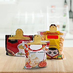 Large Bull Paper Clips Gold, Coideal 3 Pcs 145mm Big Metal File Binder Clip Clamps for Office, Food Bags (5 7/10 Inch)