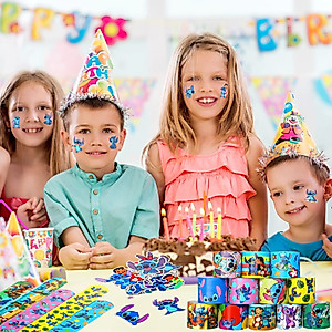 86 PCS Stitch Inspired Party Favors Gift Set, 36 PCS Stitch Theme Slap Bracelets 50 Stickers, Stitch Birthday Decorations Party Supplies, Stitch Goodie Candy Bag Stuffers School Prize for Kids