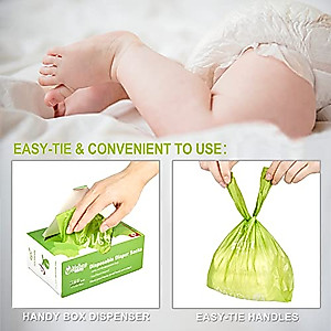 Baby Disposable Diaper Bags,300 Count Oxo-Biodegradable Diaper Sacks,Easy-Tie Handles,Diaper Disposal or Pet Waste Bags, Unscented
