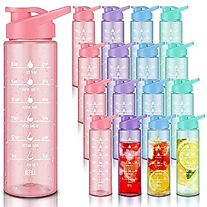Rtteri 16 Pcs 24 oz Water Bottles Leakproof Water Bottle Clear Water Bottles for Summer Women Men Sports Travel Outdoor Gym Gift(Elegant Color)