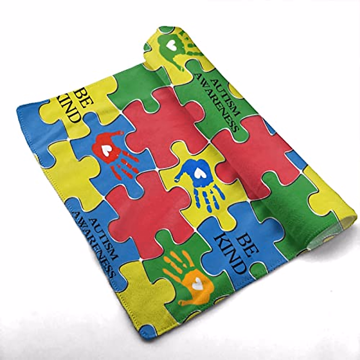 Colorful Heart Handprint Pizzle Be Kind Autism Awareness Hand Towels Microfiber Wash Cloth Facial Cleansing Face Cloth Super Absorbent Quick Dry Soft Durable Towel for Women Men 12x27.5in