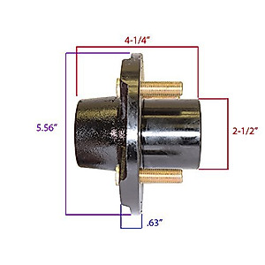 Rigid Hitch Incorporated Trailer Hub Kit (BT-100-F) 4 Bolt on 4 Inch Circle - Fits 1" and 1-1/16" Spindle