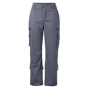 Cargo Pants Womens Cargo Pants with Pockets Outdoor Casual Ripstop Camo Construction Work Pants, W2-dark Gray, X-Large
