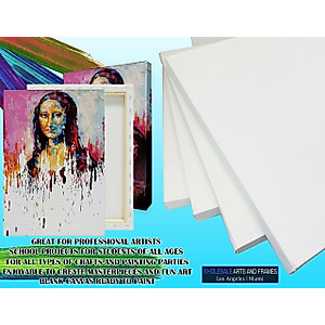 1-1/2" Gallery Depth White Stretched Canvas 24x36 2 Pack 13oz Professional Artist Quality, 100% Cotton, Art Supplies for Crafts, Gesso-Primed for Oil & Acrylic Hand Stretched in USA