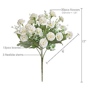 Milk&Honey 4 Bunches Carnation Flowers 80 Heads Small Silk Flowers Artificial Silk Flowers for Outdoors Home Garden Party Office Wedding, Living Room, Dining Table, Bedroom Decoration (White)