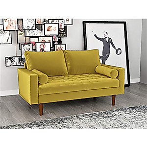 US Pride Furniture NS5459-L Caladeron Mid-Century Modern Loveseat in Soft Velvet, Goldenrod