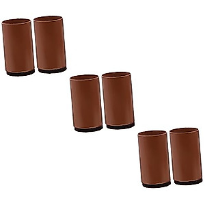 USHOBE 6 Pcs Thickened Table Mat Plastic Chair Circle Chair Sofa Protector Bed Desk Foot Sleeve Bed Riser Chair Leg Mat Chair Feet Caps Furniture Accessory Cabinet Brown Accessories