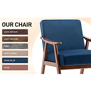 JOYBASE Accent Chair Mid-Century Modern Chair with Wood Frame Upholstered Reading Armchair for Living Room, Office, Bedroom (Velvet, Blue)