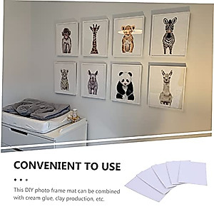 SEWACC 60 Pcs Photo Frame Paper mat Board Center Backer Boards for Picture Frame Art Picture mat Picture Frames mats Photo Frame mat White Picture Frames Cut Frame Liner Paper jam Square