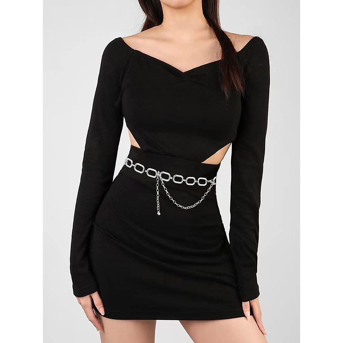 TOPACC Silver Chain Belts for Women Thick Metal Y2k Belt Circle Chains Belt for Dresses Jeans Skirt Girls Fashion