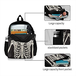 Cool Halloween Laptop Backpack Rock Roll Skull Hippie Tablet Bag Travel Business College Rucksack Casual Outdoor Camping Daypack for Women Men