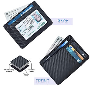 Real Leather Minimalist Wallets for Men & Women RFID Front Pocket Card Holder Wallet