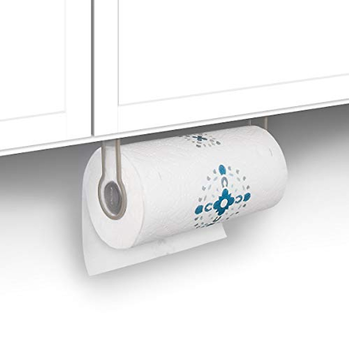 Spectrum Diversified Cora Mount Holder, Storage for Wall or Under Cabinet Kitchen Accessory to Hold Paper Towels, Easy to Clean Plastic, Warm Gray/Clear