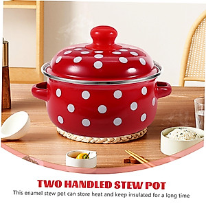 GRIRIW Double Ear Enamel Soup Pot Induction Pans Ceramic Cooking Pot Coffee Maker Soup Making Pot Ceramic Soup Mug with Lid Pasta Pot Ceramic Clay Cooking Supplies Stove Baby
