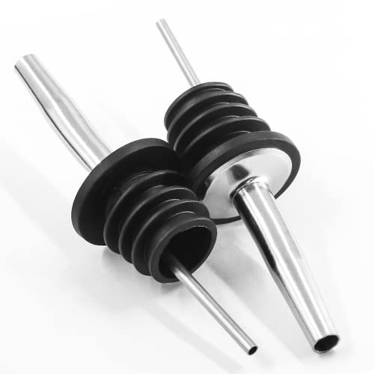 HARSKIYER 10pcs Black Pour Spouts for Liquor Bottles, Stainless Steel Bottle Pourers Tapered Spout for 3/4" Bottle Mouth