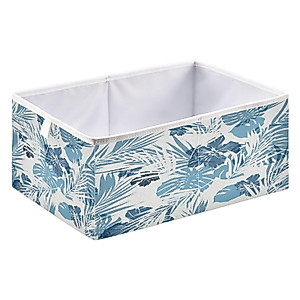 Kigai Hawaiian Plants Flowers Rectangular Storage Bins - 16x11x7 In Large Foldable Storage Basket Fabric Storage Baskes Organizer for Toys, Books, Shelves, Closet, Home Decor