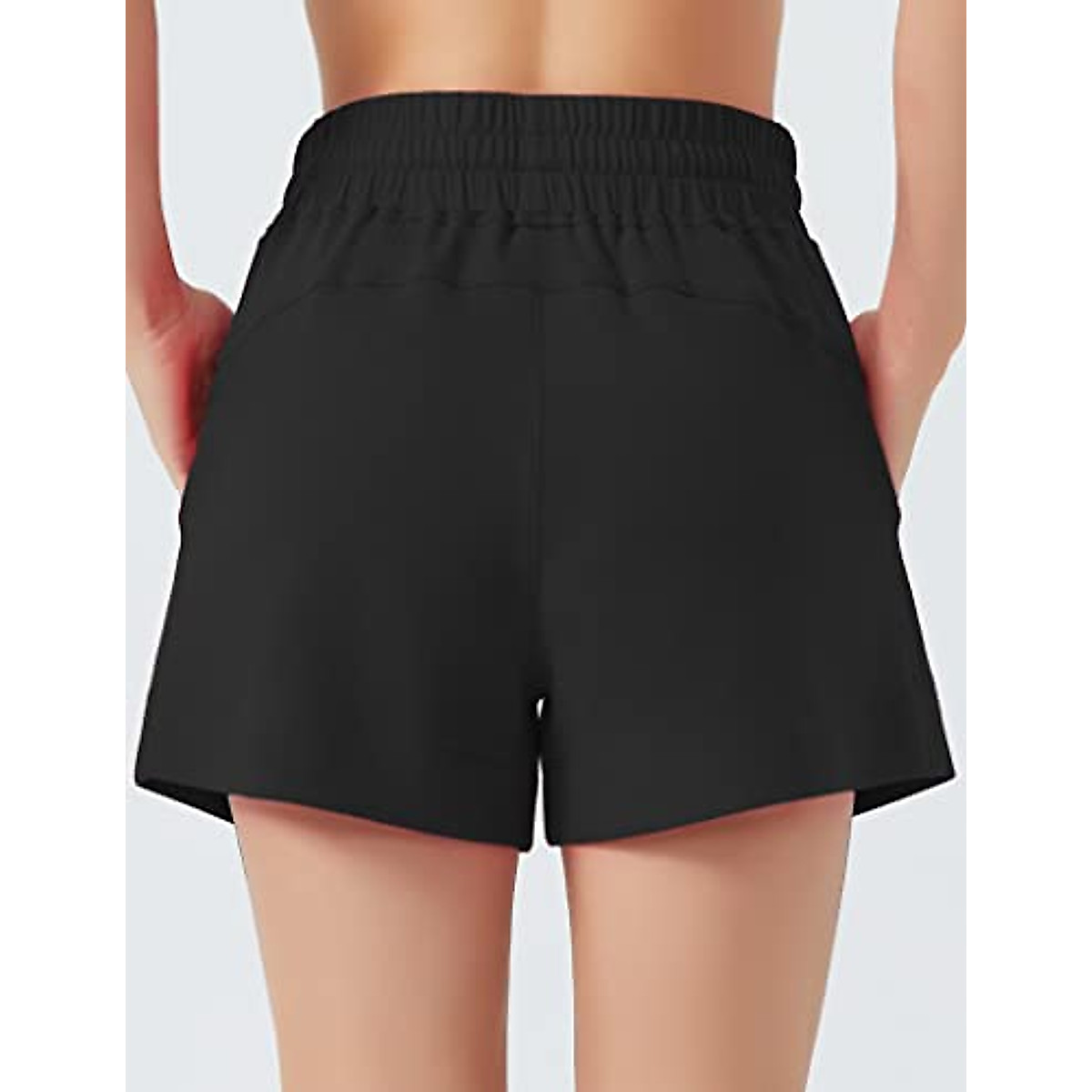 THE GYM PEOPLE Women's Drawstring Sweat Shorts High Waisted Summer Workout Lounge Shorts with Pockets Black