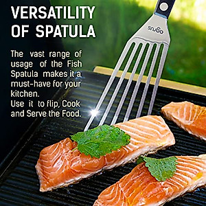 AGRUS Fish Spatula Stainless Steel, Grill, Egg, Omelette, Pancake, Metal Angled Slotted Turner