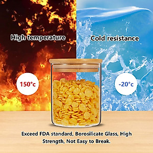 9pcs Glass Jars with Airtight Bamboo Lids,17 oz 500ml Wide Mouth Clear Glass Food Storage Containers,Glass Kitchen Canisters with Labels for Coffee Bean,Candy,Tea,Spices,Nuts and More Dry Goods