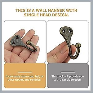 4Pcs Rustic Coat Hooks Single Prong Hanger Wall Vintage Hooks Zinc Alloy Hooks Curtain Tieback Hooks Bedroom Clothes Hooks with Screws for Key Towel Scarf Bag Bronze