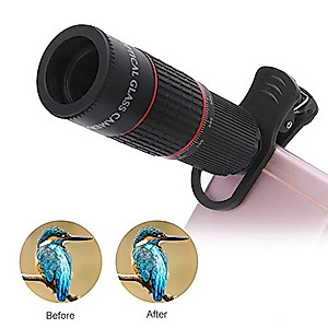 Mobile Phone Telescope, 20X Telephoto Zoom Lens, HD Optical Glass Cell Phone Monocular for Game Wildlife Watch Remote Photography Forestry, Easy to use