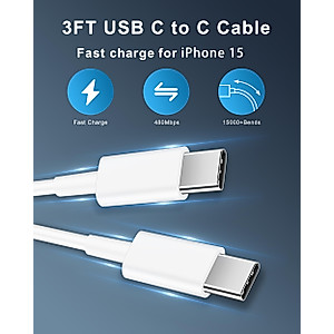 iPhone 15 Car Charger Fast Charging, 20W USB C Charger Block + 2 x 3FT USB-C to C Cable + 40W Dual USB C Car Adapter Power Cigarette Lighter Charger for iPhone 15/15 Plus/15 Pro Max, iPad, Pixel 8/7/6