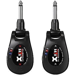 Xvive U2 Guitar Wireless System with Transmitter and Receiver for Electric Guitars, Bass, Violin (Black)