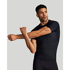 Tommie Copper Shoulder Support Shirt for Men, Posture Corrector Compression Shirts for Men with UPF 50 Sun Protection, Shoulder Compression with Shoulder Support for Men, Black XL