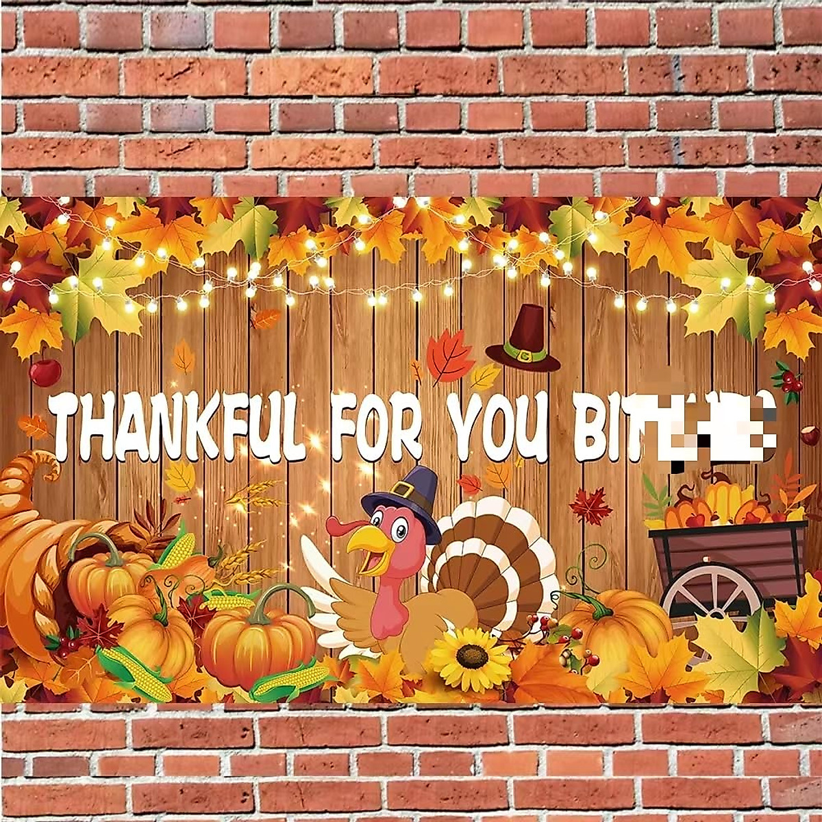 Friendsgiving Party Decorations,Large Friendsgiving Backdrop，Thanksgiving decorations, Thankful for you Banner,Autumn Pumpkin Decoration,Fall Thanksgiving Friends Party Decorations