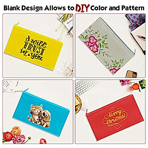 Sinzip 12 Pieces Cotton Canvas Makeup Bag, Multipurpose Cosmetic Bag with Zipper Travel Toiletry Pouch, Blank DIY Craft Bag Pencil Bag (Multicolored A, M)