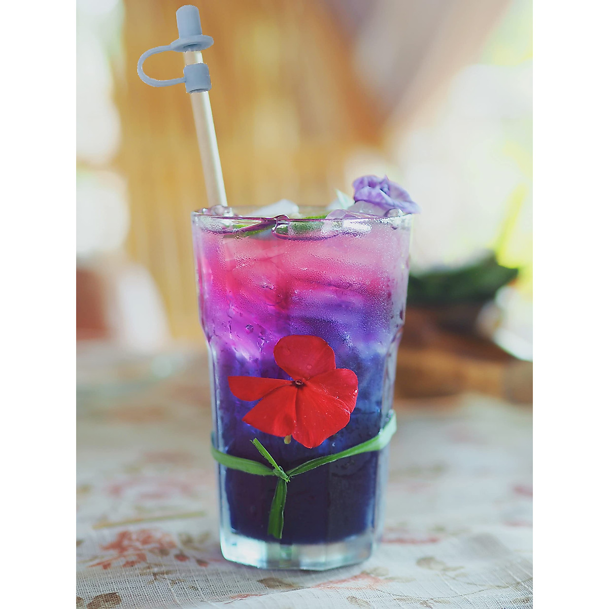 Kaya 5 Pcs Minimalist Silicone Straw Covers, Reusable and Expandable Straw Covers Up to 0.4inch/10mm Straws