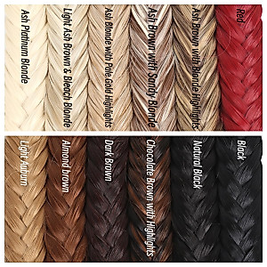 TBOAD Braided Ponytail for Women, 24 inch Long Braid Ponytail Extension, Drawstring Ponytail Clip In Hair Extension (Light Ash Brown Bleach Blonde)