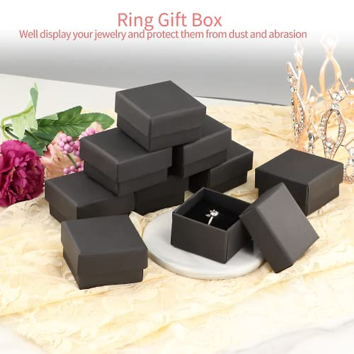 Outgeek 24pcs Jewelry Gift Boxes, Small Gift Boxes with Foam Insert Earring Protector Case Jewelry Kraft Packing Boxes for Ring Collectibles Necklace Bracelet Wedding (24PCS Gift Boxes)