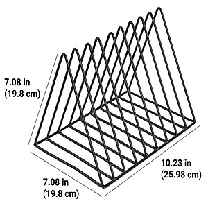 Ylu Yni 2 Pcs Set, Black Triangle Metal Wire Vinyl Record Storage, Plate Rack, Storage Holder for Magazines, Files, Albums Folders, Newspapers, 9 Slot (2PCS)