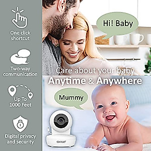 Video Baby Monitor with 4.3" Display & Remote Pan Tilt Camera, Auto Night Vision & Temperature Display,1000ft Long Range, 2-Way Audio Talk,12 Hours Battery, Power Saving Mode, Vox, Zoom in, No WiFi