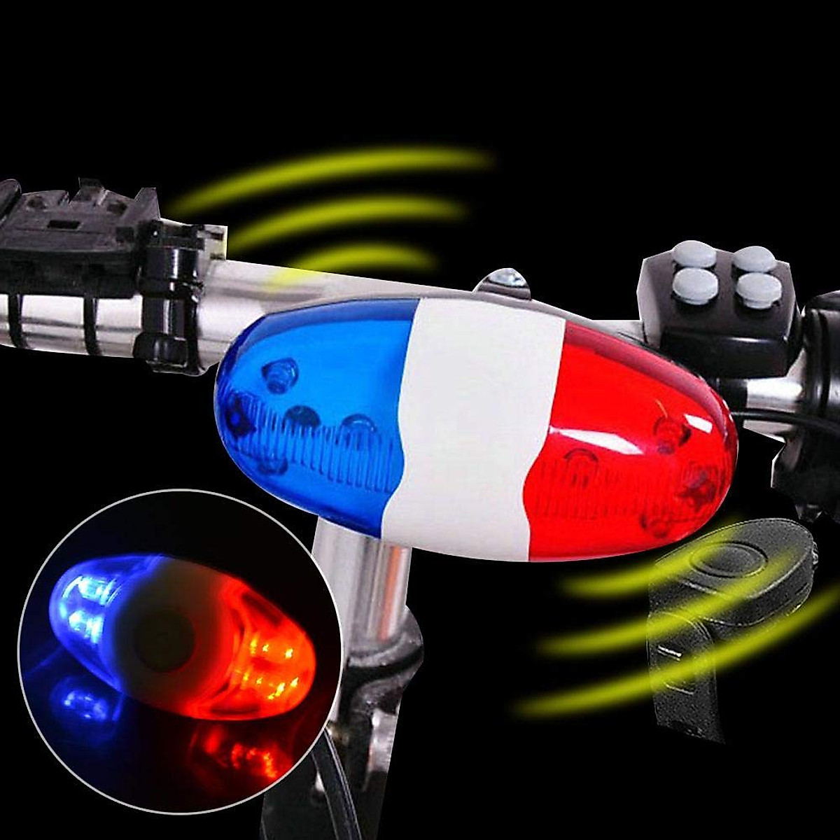 Siren for Bike,ycle Horn Bell Siren,Waterproof ycle Cycling Horn Bell 6 LED Light 4 Tunes ycle Bell 120dB