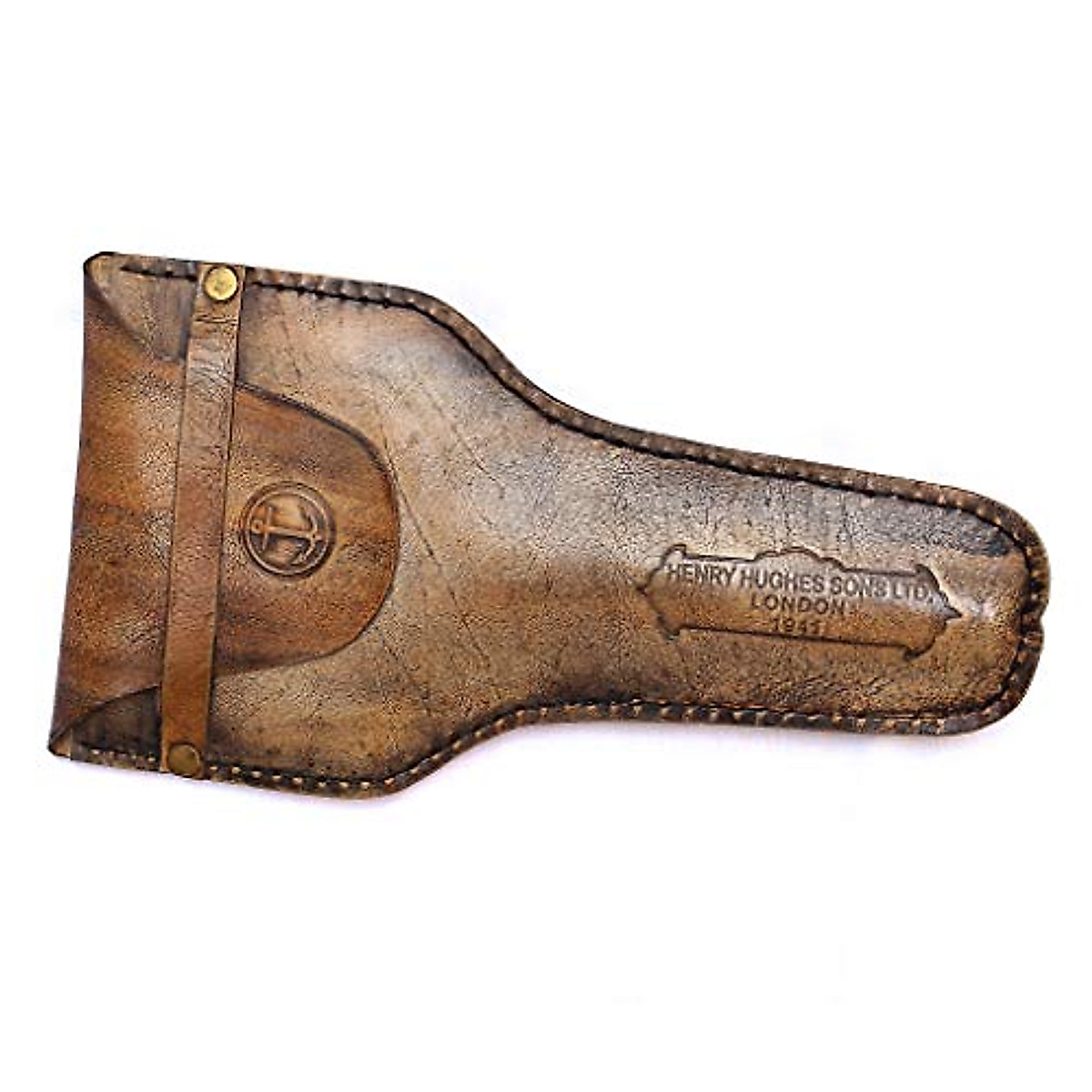 Vintage Antique Henry London Leather Case Brass Marine Handheld Magnifying Glass Astrologers Nautical Instrument - Xmas Gallery Gifts (Brown)