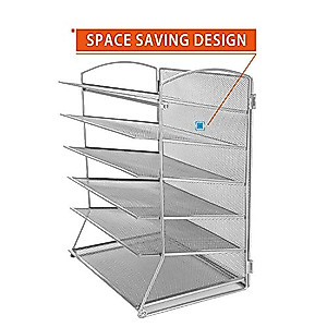 CLATINA 6-Tier Metal Mesh Desk File Organizer Desktop Letter Tray Paper Document Holder for Office Home School Gray