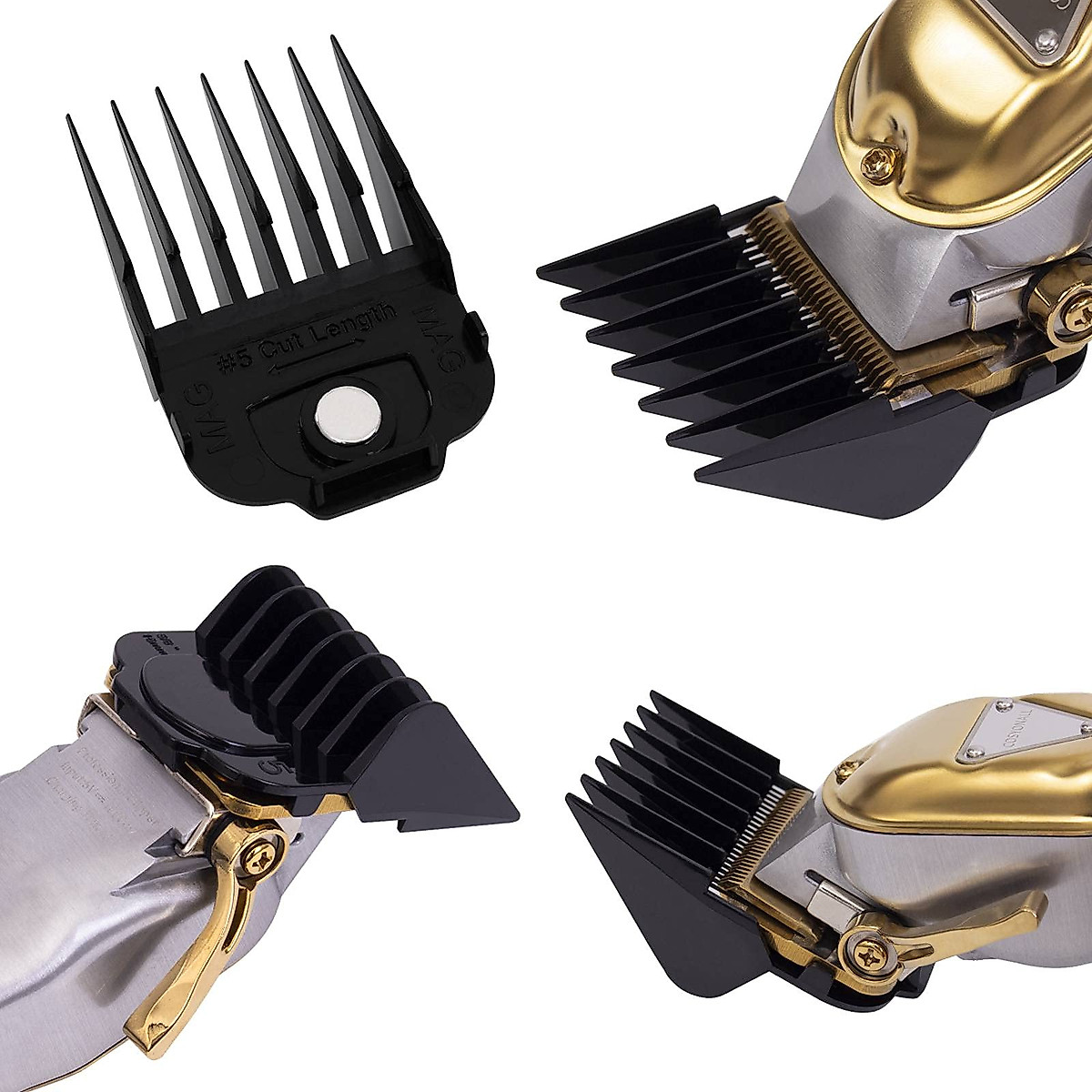 Colorski Clipper Guards Magnetic Comb Set for Andis Master Clippers - 10 Cutting Lengths from 1/16' to 1' - Suitable for MBA, MC-2, ML, PM-1 and PM-4 - 10 Pack