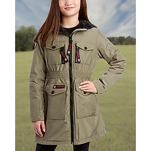 CANADA WEATHER GEAR Girls’ Winter Coat - Long Length Sherpa Lined Anorak Parka - Outerwear Jacket for Girls (7-16), Size 7/8, Sage