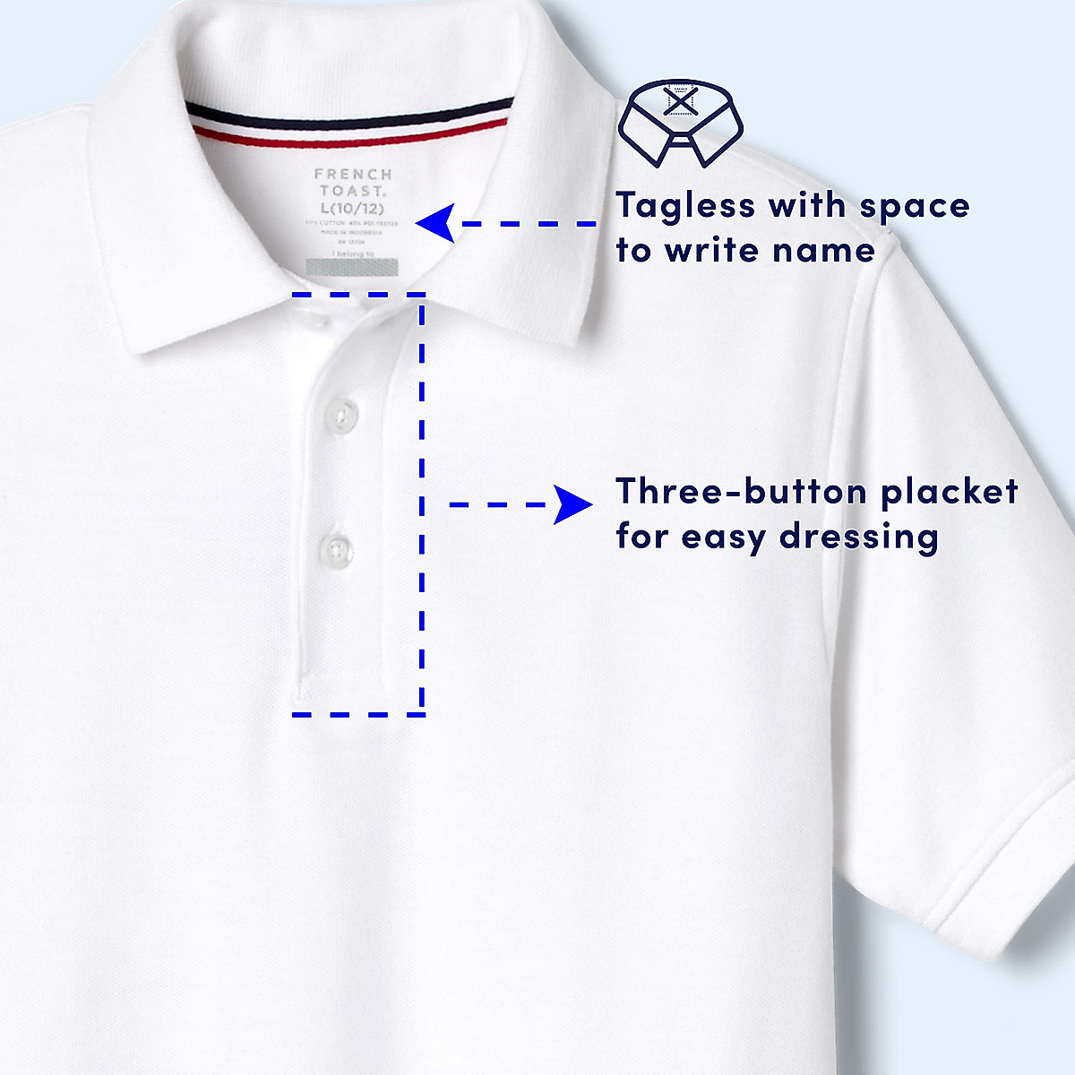 French Toast Boys' Short Sleeve Pique Polo Uniform Shirt (Standard & Husky), White, 6-7