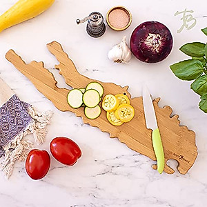 Totally Bamboo Destination Long Island Shaped Serving and Cutting Board, Includes Hang Tie for Wall Display