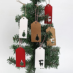 100pcs Christmas Tags Christmas Hollow Reindeer Tags Hang Labels Christmas Paper Tags Kraft Gift Tags Christmas Crafts Supply Pre-Punched with Holes Without String Holiday ​Party Supplies