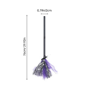 Milisten 1Pc Creative Halloween Broom Mini Halloween Broomstick Witch Broom Prop Cosplay Broom Stick Costume Accessories(Purple)